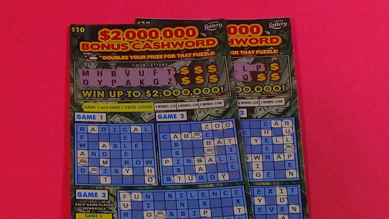WORDS ON WED. 128: TWO $10 $2M BONUS CASHWORD Florida Lottery Scratch ...