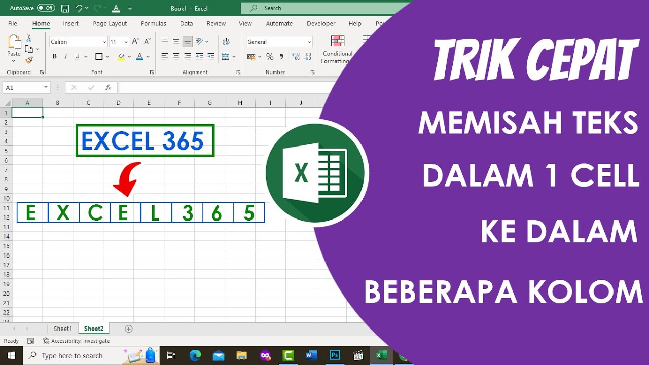 Memisahkan Text dalam Satu Sel Menjadi Beberapa Kolom - YouTube