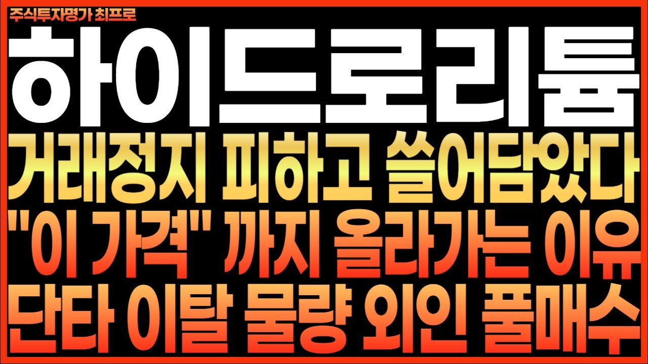 하이드로리튬 리튬포어스 주가전망 거래정지 피하고 쓸어담았다 이 가격 까지 올라가는 이유 단타 이탈 물량 외인 풀매수 최프로 Youtube
