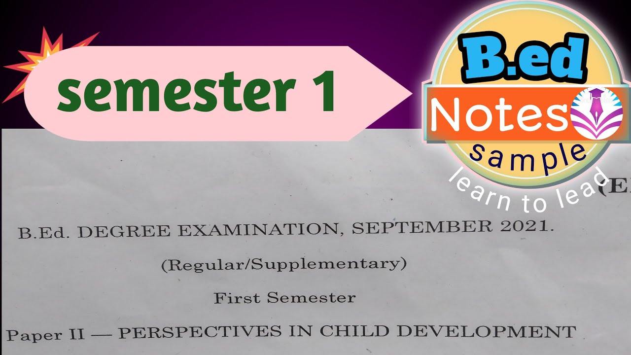 B.ed semester 1 previous papers| B.ed Perspectives in child development ...