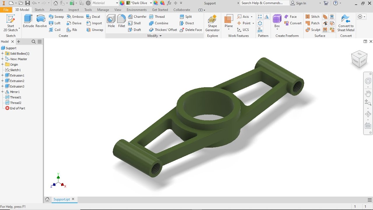 Mechanical Support Bracket Design in Autodesk Inventor | Real ...