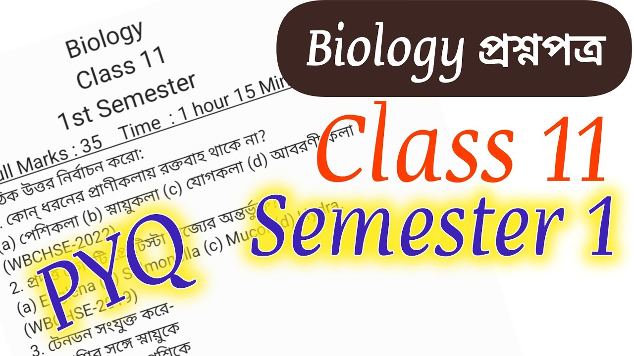 Class 11 Semester 1 Biology Question Paper 2024/Biology Suggestion ...