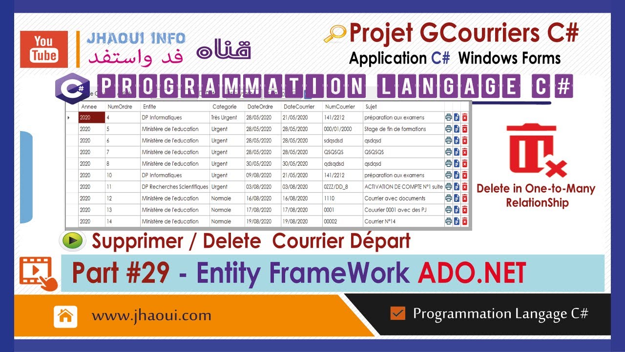 #29 - CSharp/C# WinForms - Entity FrameWork ADO.NET Projet GCourries ...