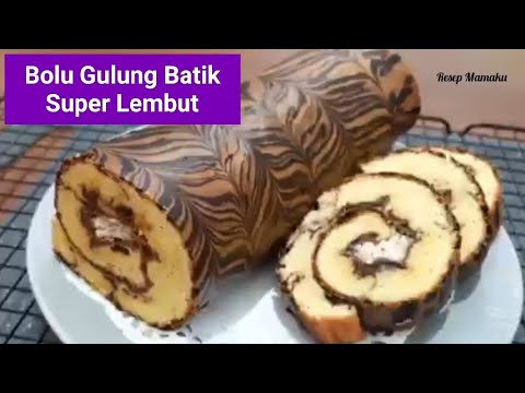 Resep Bolu Gulung Motif Batik Super Lembut - YouTube