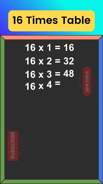 16 Times Table for Kids | #learning #shorts #timestable - YouTube