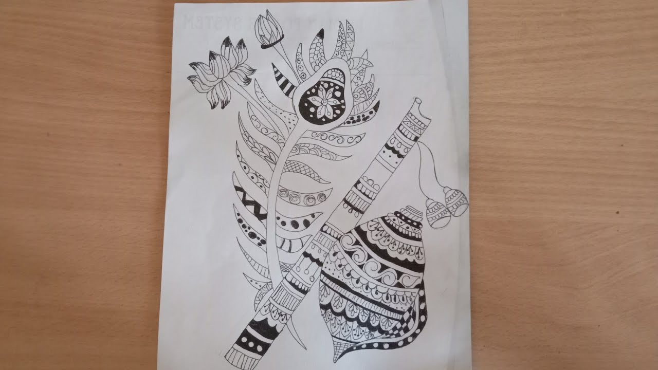 How to draw bansuri , shank , and more pank mandala art |step by step ...