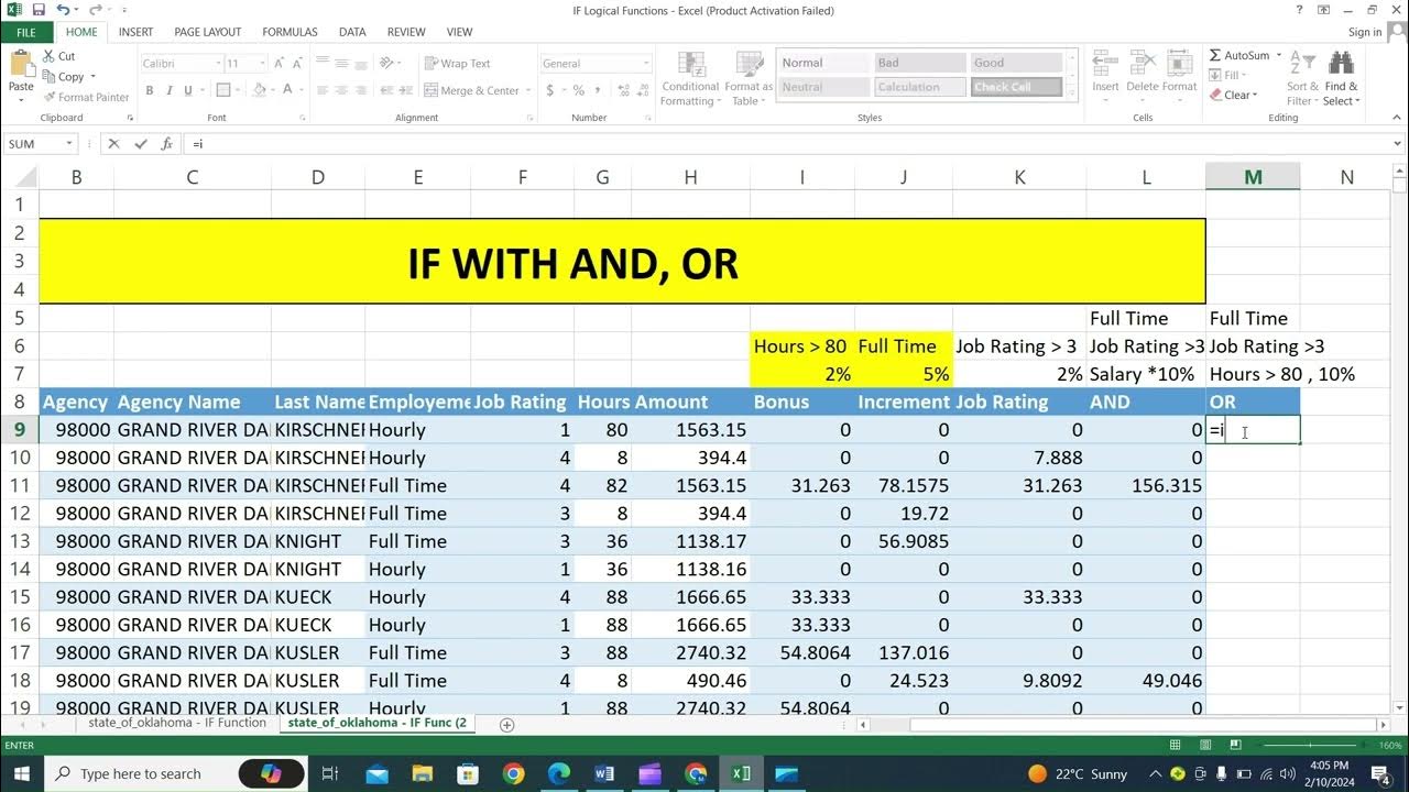 If Logical Function With And Or Function In Excel Excel Logical Functions If And Or 3305