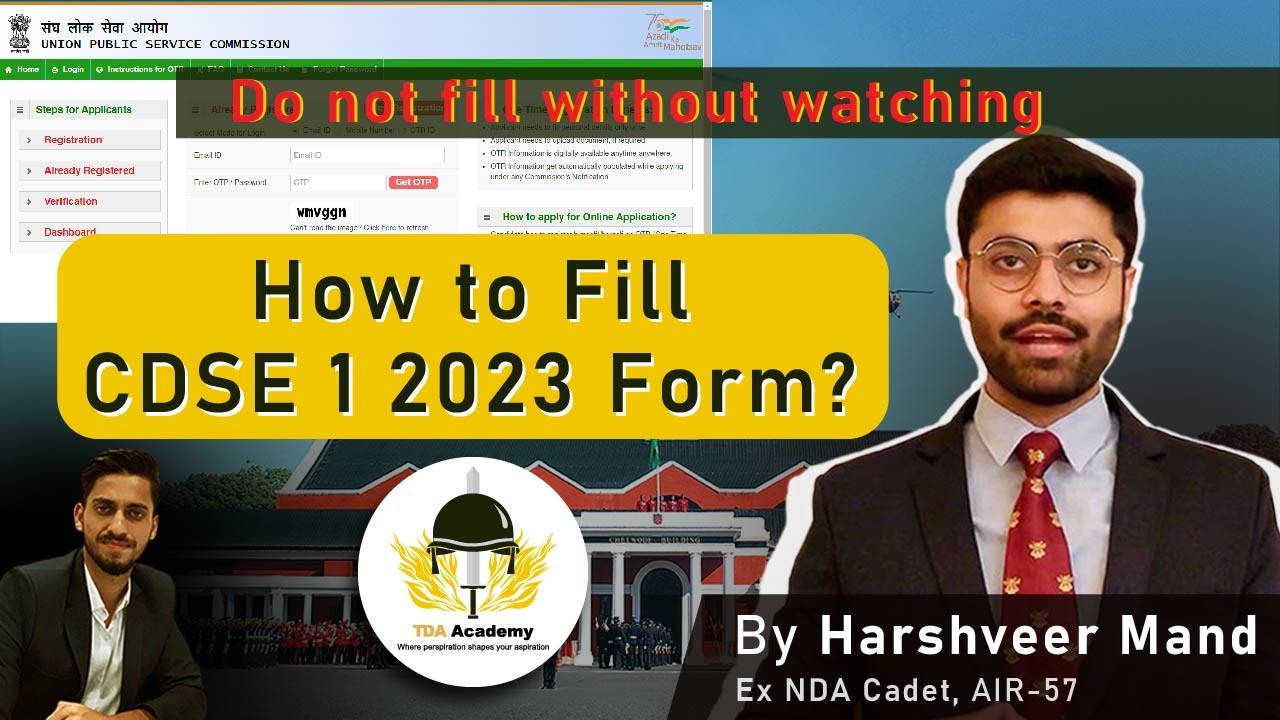 How to fill UPSC CDS Form | TDA | CDSEXAM | DEFENCE | INDIAN ARMY ...