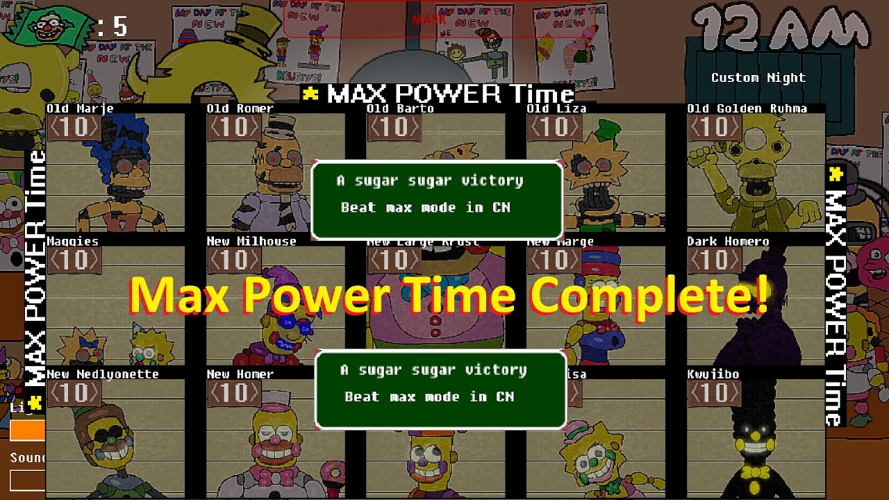FNaF Fun Times at Homer's 2: I beat the Max Power Time Challenge! (15/ ...