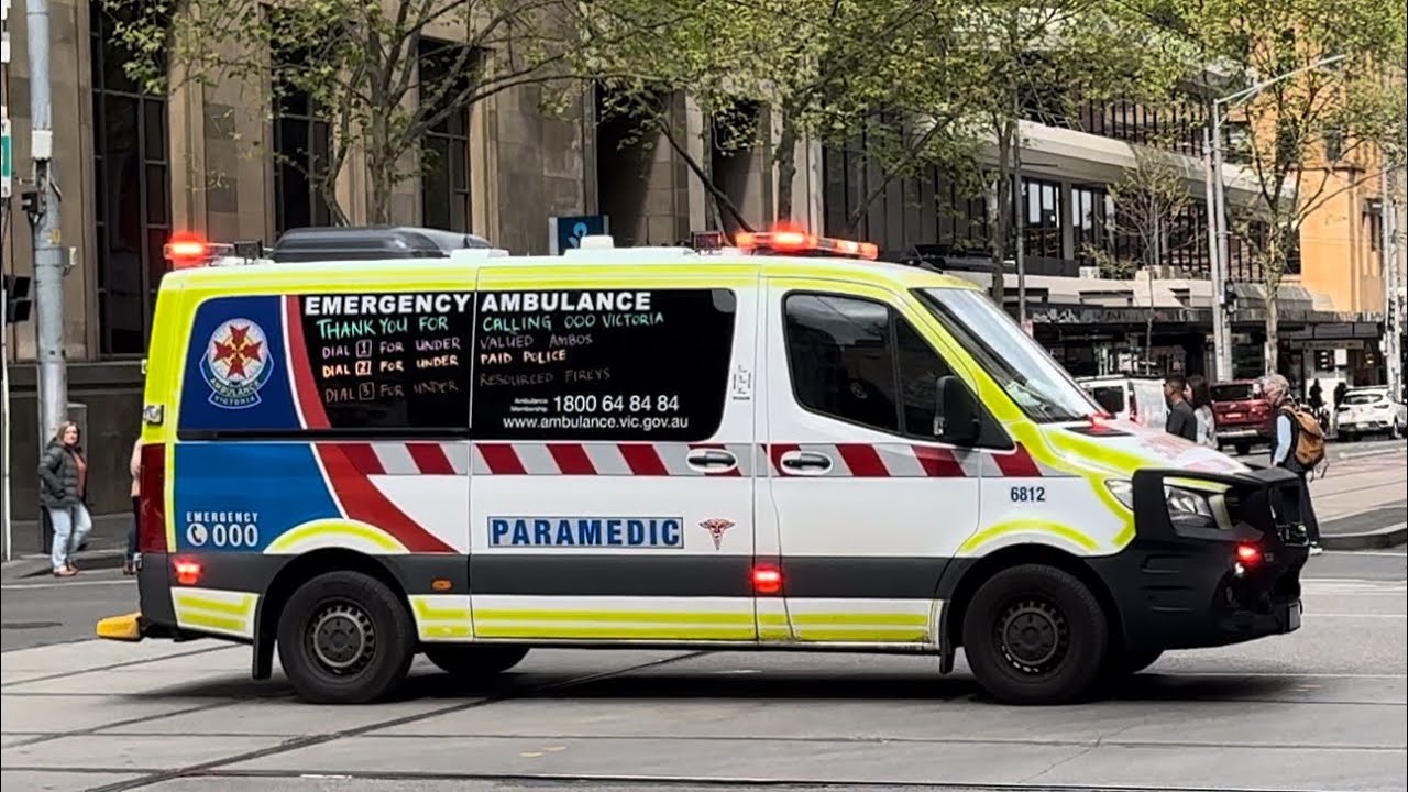 AV | AGP Mercedes Sprinter Ambulance 6812 Responding Code 1 to EMR Event with Bullhorn - YouTube