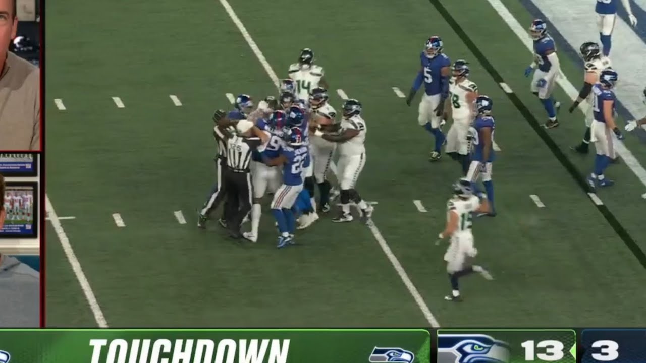 Kenneth Walker III Scores Touchdown vs Giants and A fight Starts | NFL ...