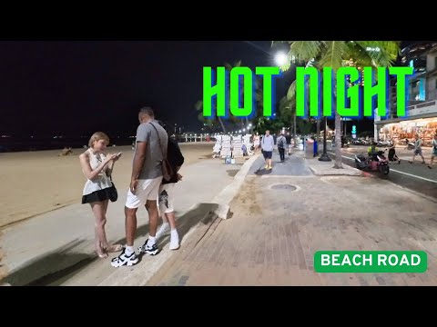 PATTAYA, THAILAND, (4K30FPS), HOT NIGHT, BEACH ROAD. NOV 7.