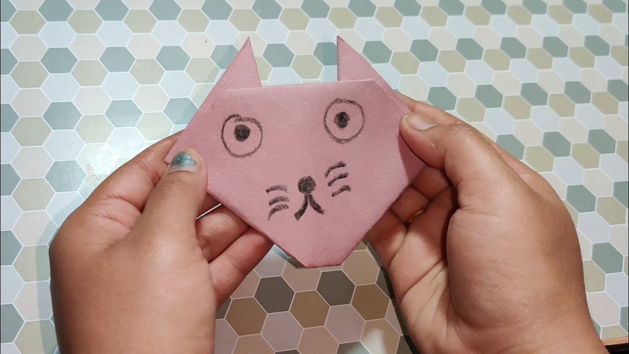 Easy origami paper cat face. cat face. - YouTube