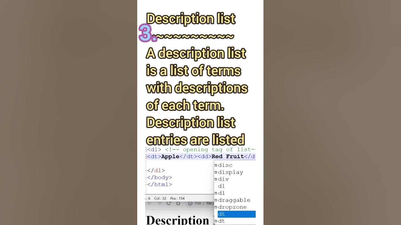 Html Trending Webdevelopment Shortsfeed Learnhtml Viral Description List Coding