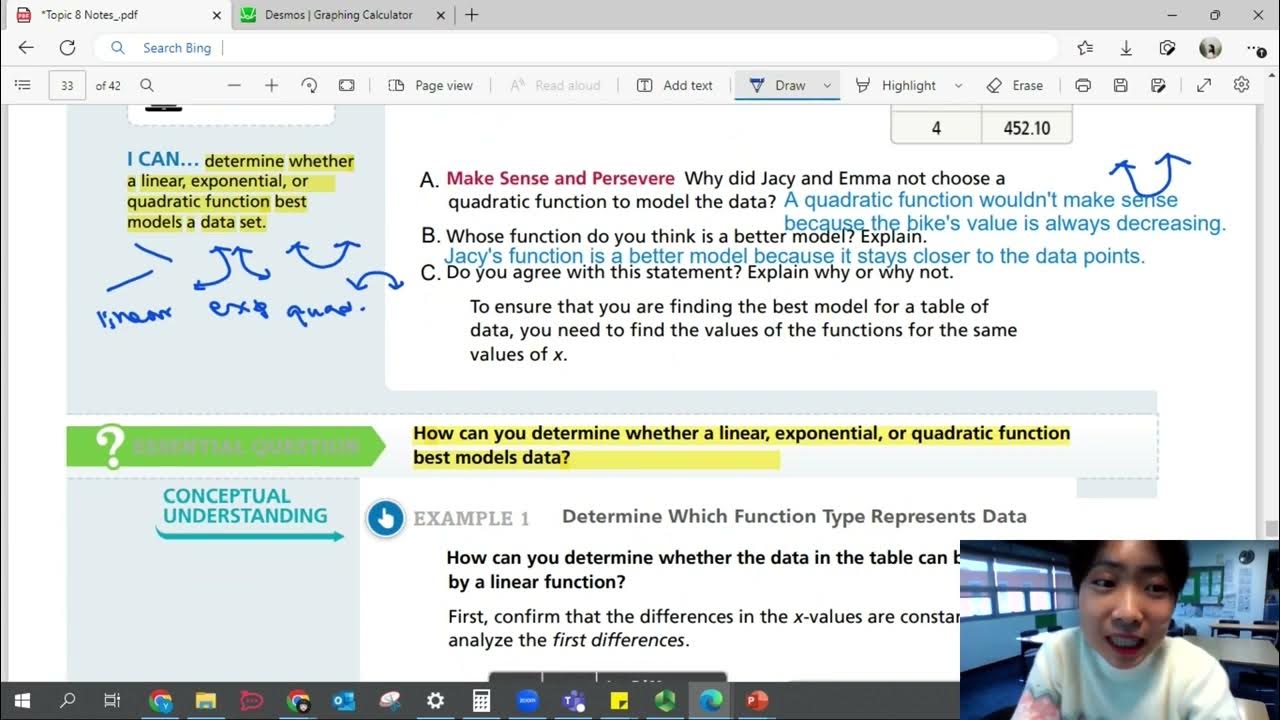 EnVision Algebra 1 Lesson 8-5: Linear, Exponential, and Quadratic Models - YouTube