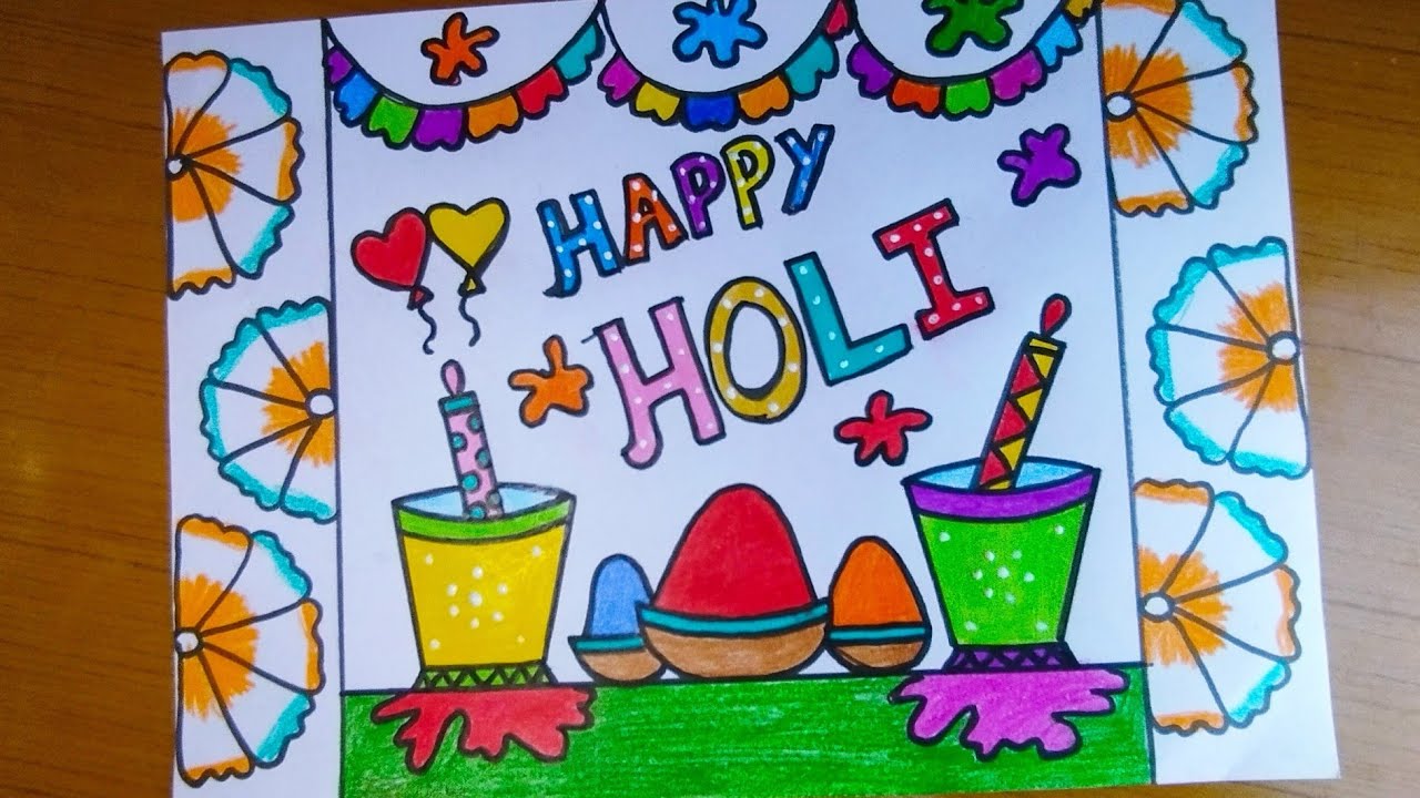 Holi Drawing Easy / How To Draw Holi Drawing In Easy Way / Holi ka ...