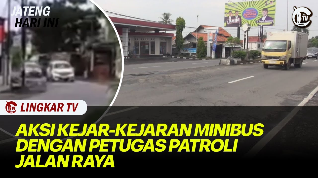 AKSI KEJAR-KEJARAN MINIBUS DENGAN PETUGAS PATROLI JALAN RAYA - YouTube