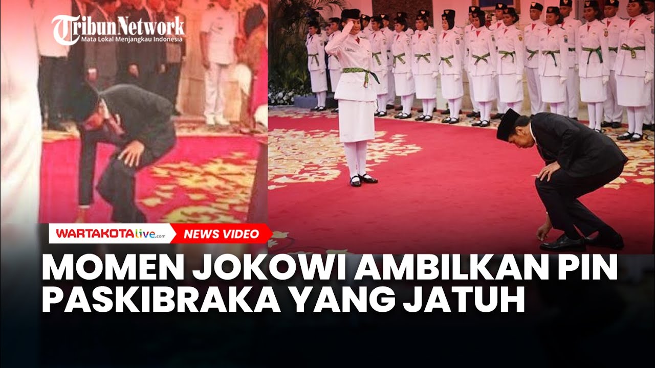 Detik-detik Jokowi Berjongkok Ambilkan Pin Anggota Paskibraka yang ...