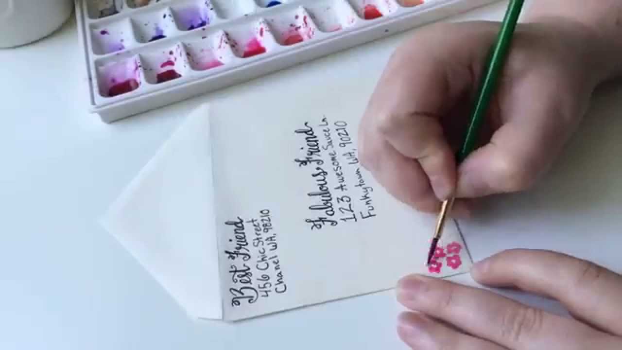 DIY Watercolor Floral Painted Envelope - YouTube