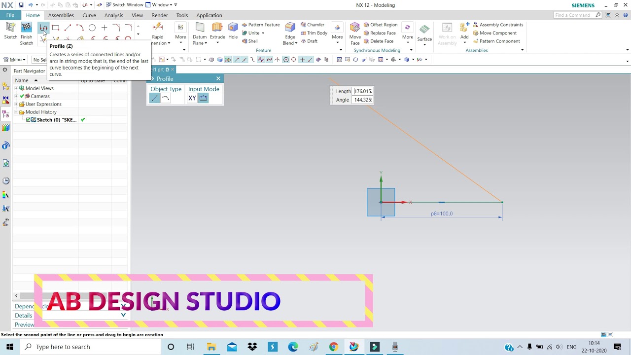 How to use profile tool in NX12 - YouTube