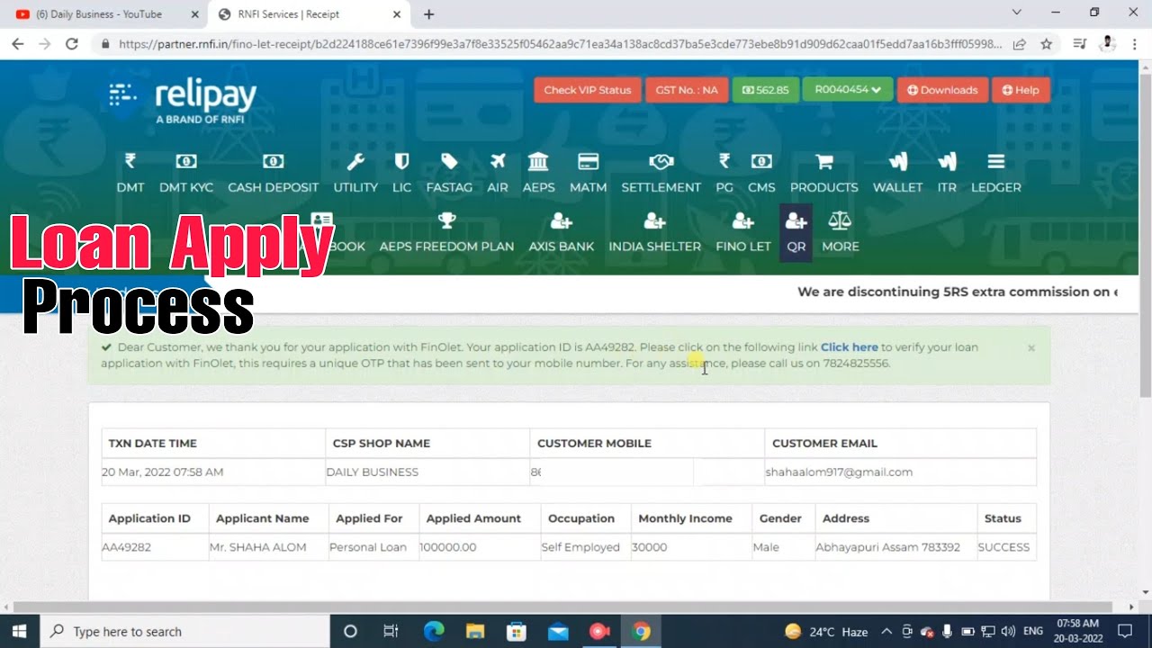 Rnfi Relipay Finolet Loan Apply Full process - YouTube