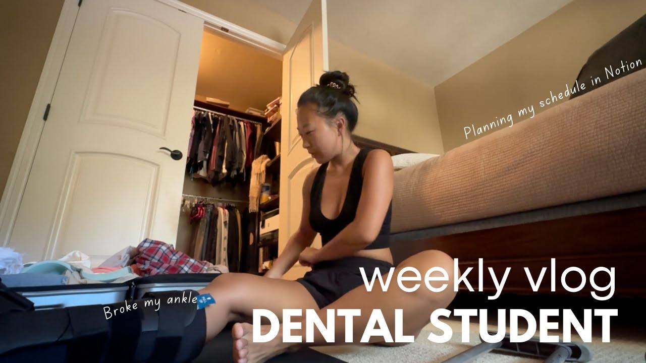 Dental Student Vlog | 1 wk b4 D2, broke my ankle, crumble cookies review, setting up my Notion ...