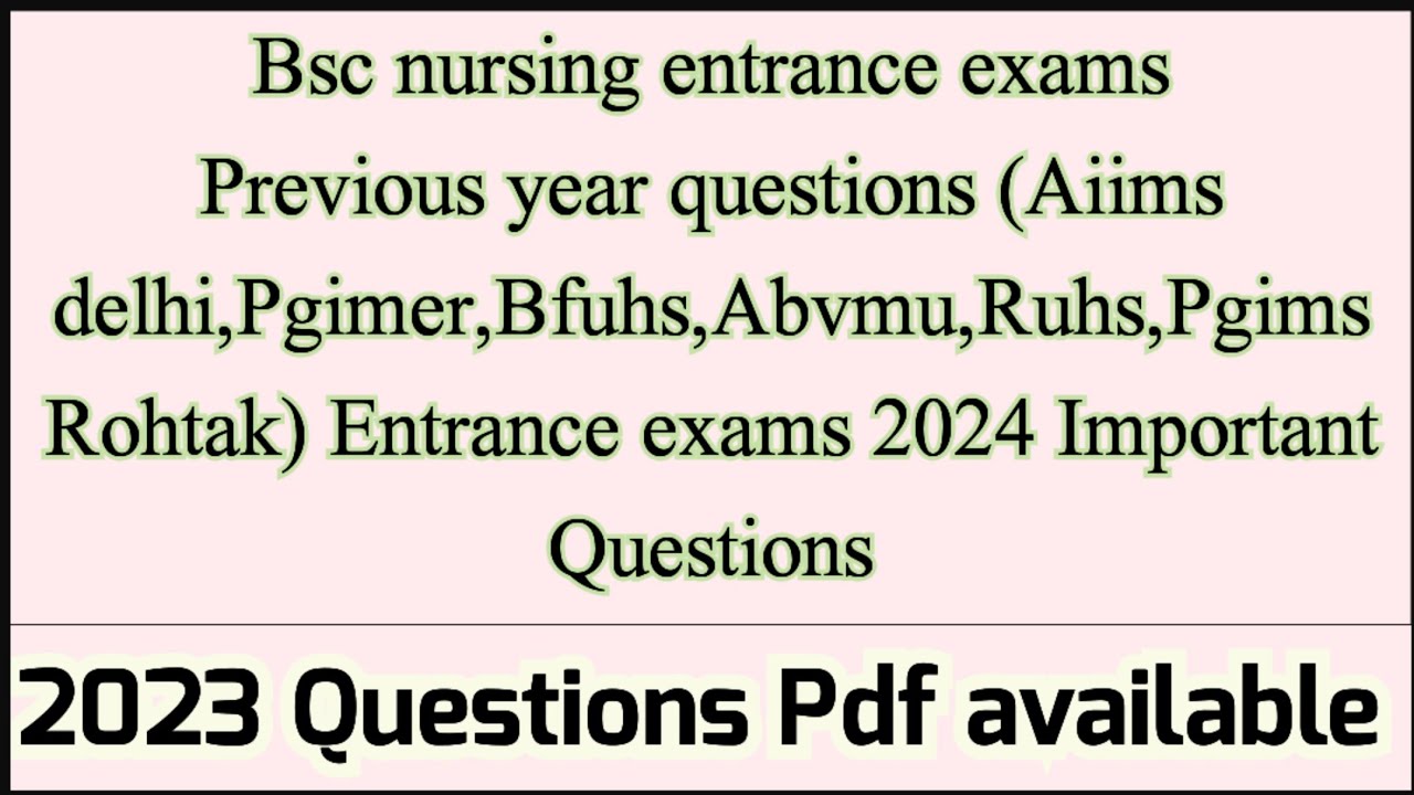 Bsc nursing Paramedical entrance exams Previous year question papers ...