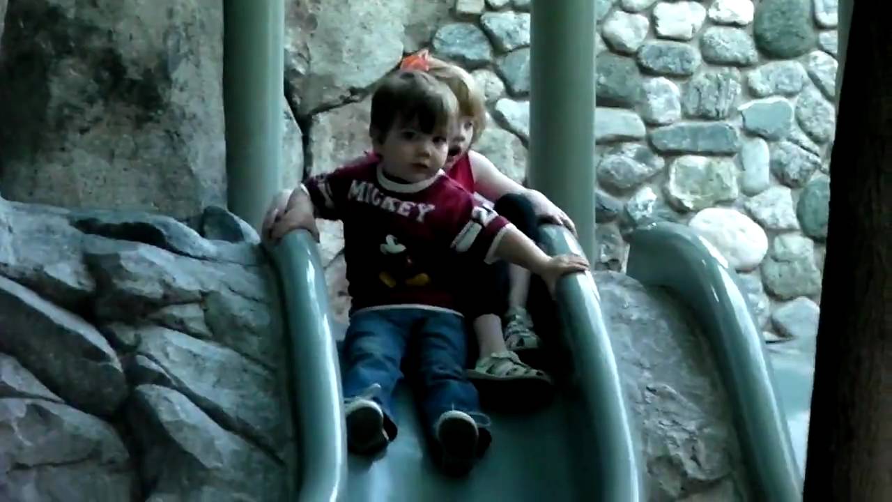 Pushy girl on the slide - YouTube