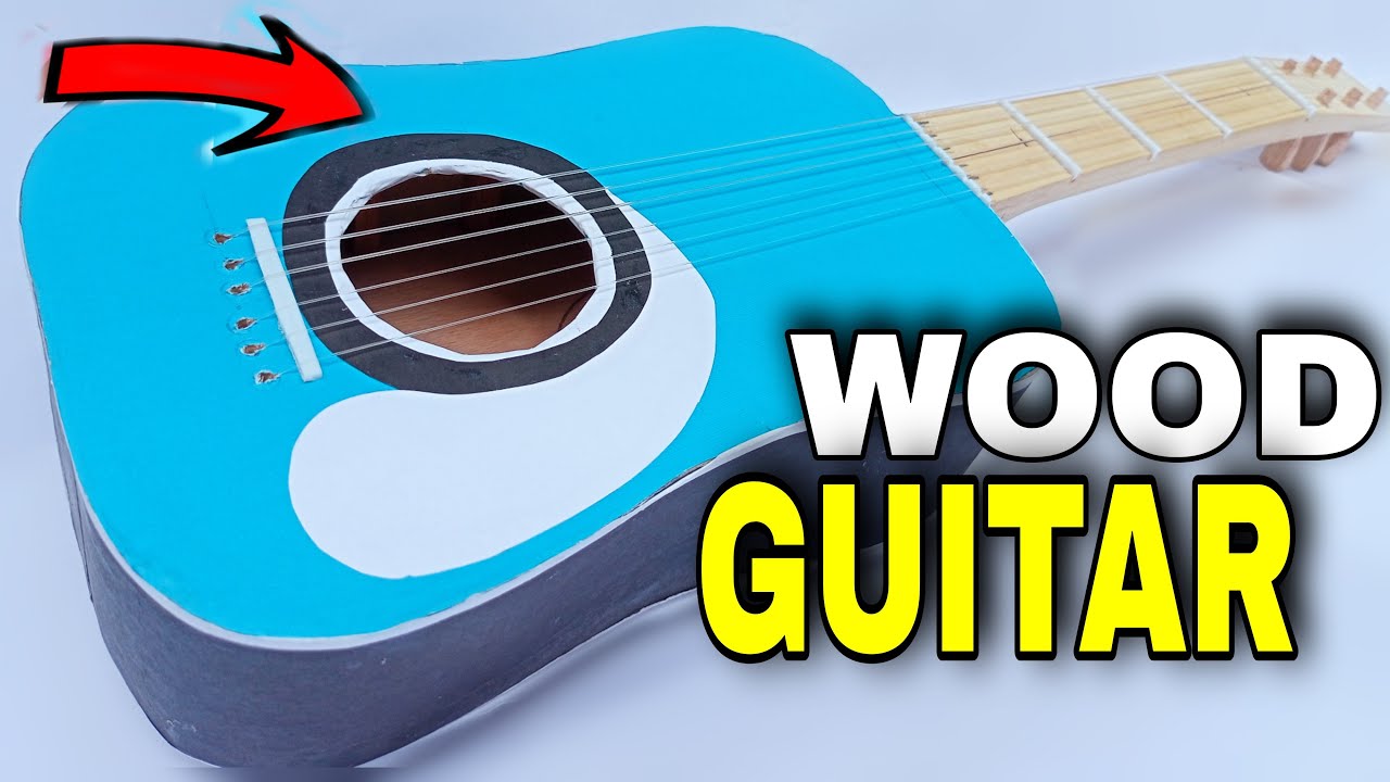 How To Make Simple DIY Wood GUITAR for School Project | With Beautiful ...
