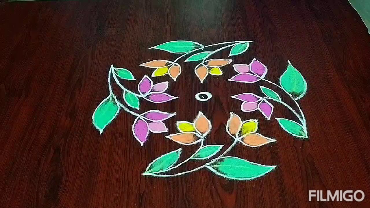Easy Rangoli//flower rangolies//5_5 Dots//simple Rangoli designs - YouTube