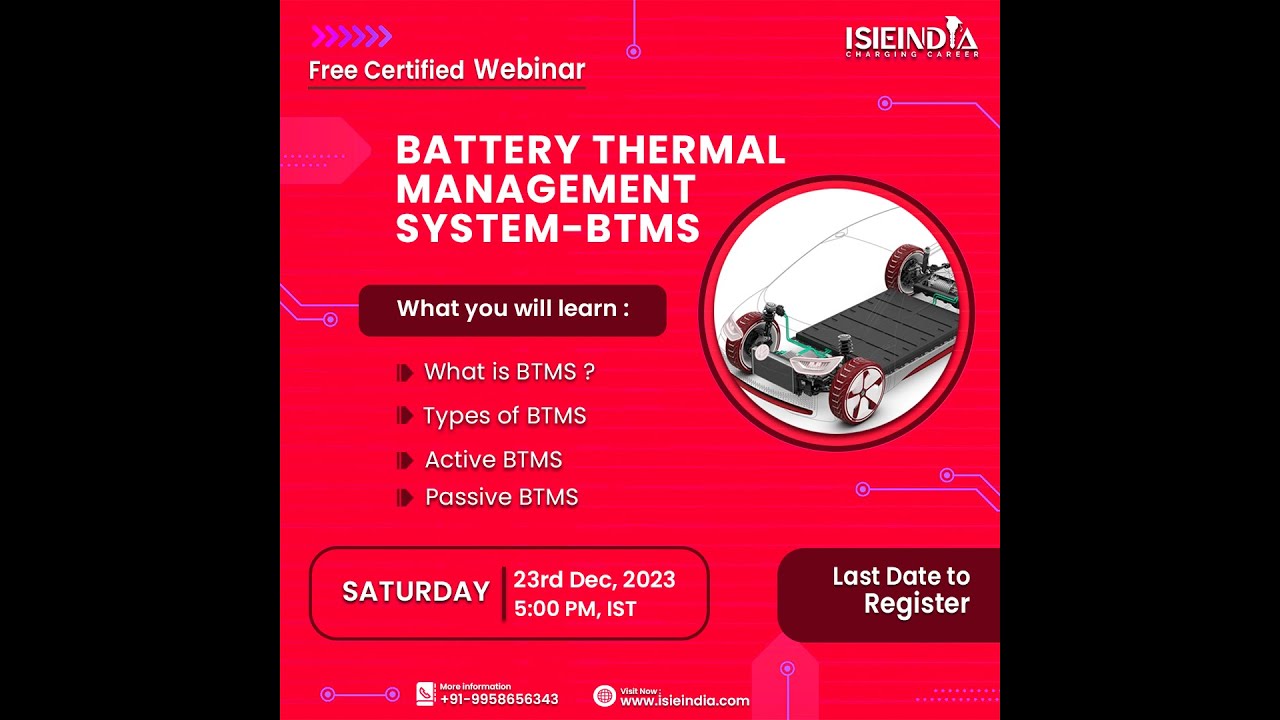 Free certified webinar on Battery Thermal Management System - BTMS ...