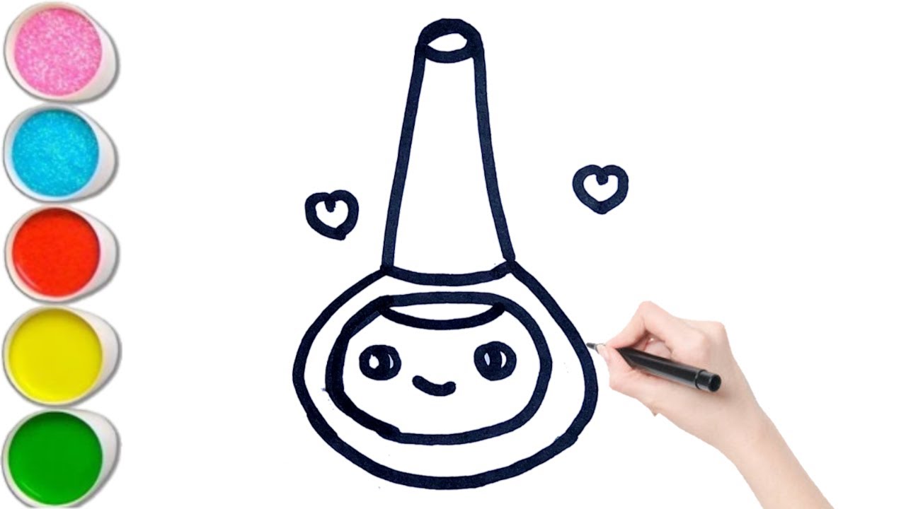 How to draw a Cute Nail Paint step by step I Nail Paint drawing easy ...