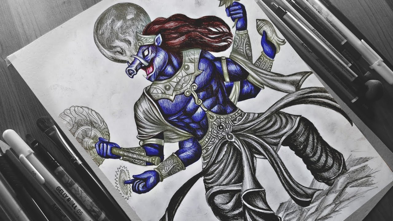 lord vishnu varaha avatar | Drawing tutorial | - YouTube