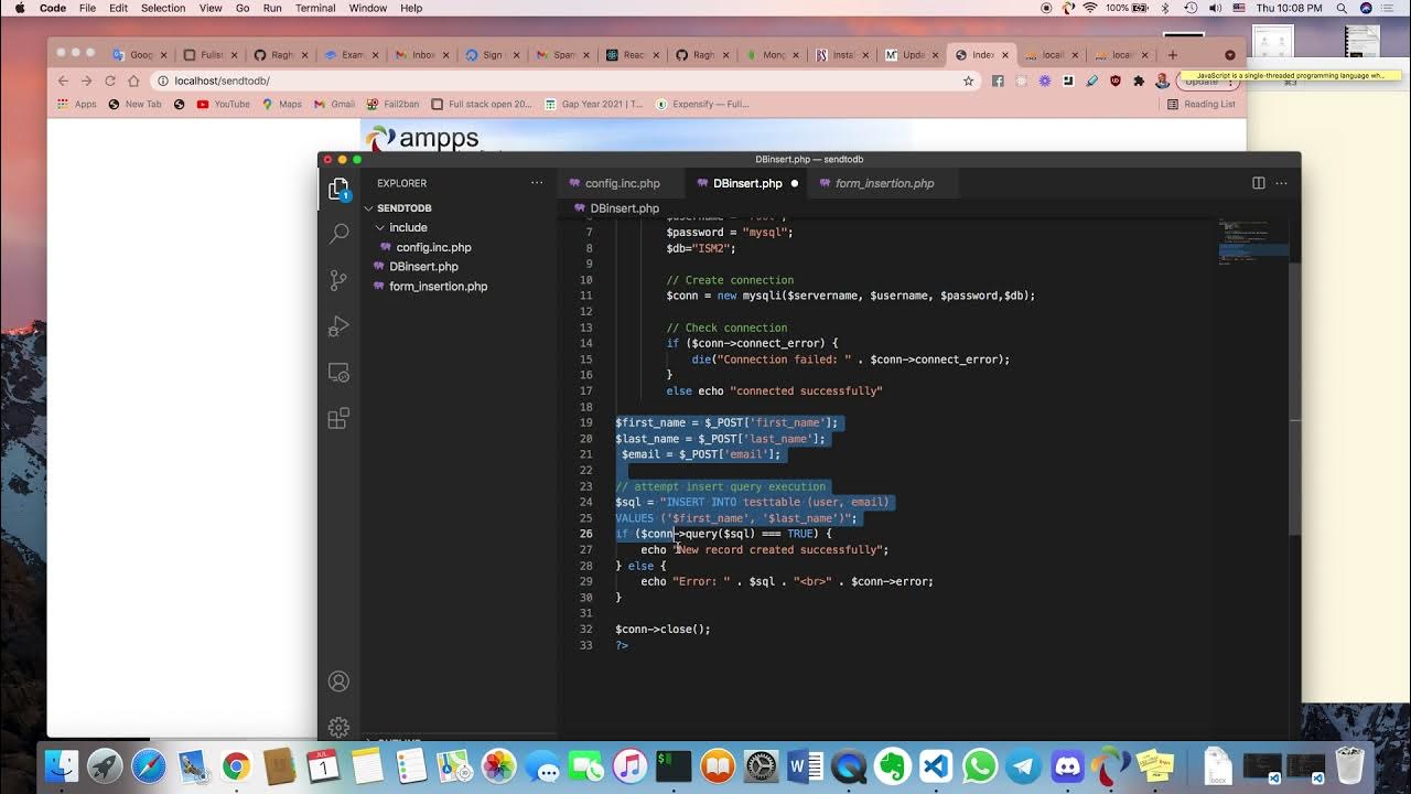 Send Data from HTML form to MySQL DB using PHPMyadmin - YouTube
