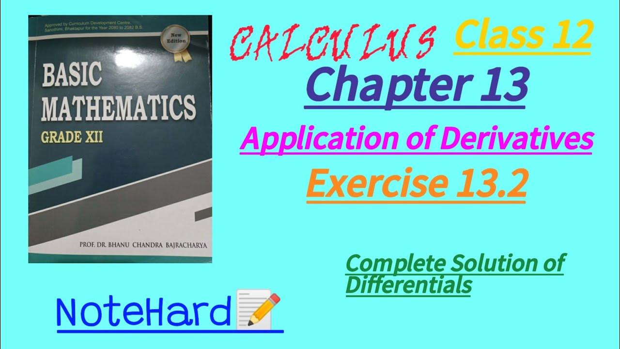 APPLICATION OF DERIVATIVES | Class12 | Chapter 13 | Exercise 13.2 | Differentials || - YouTube