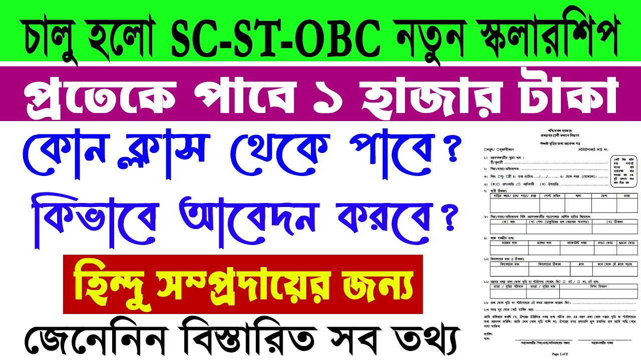 Shikshashree SC-ST-OBC Prematric Scholarship Application 2021 || Oasis ...