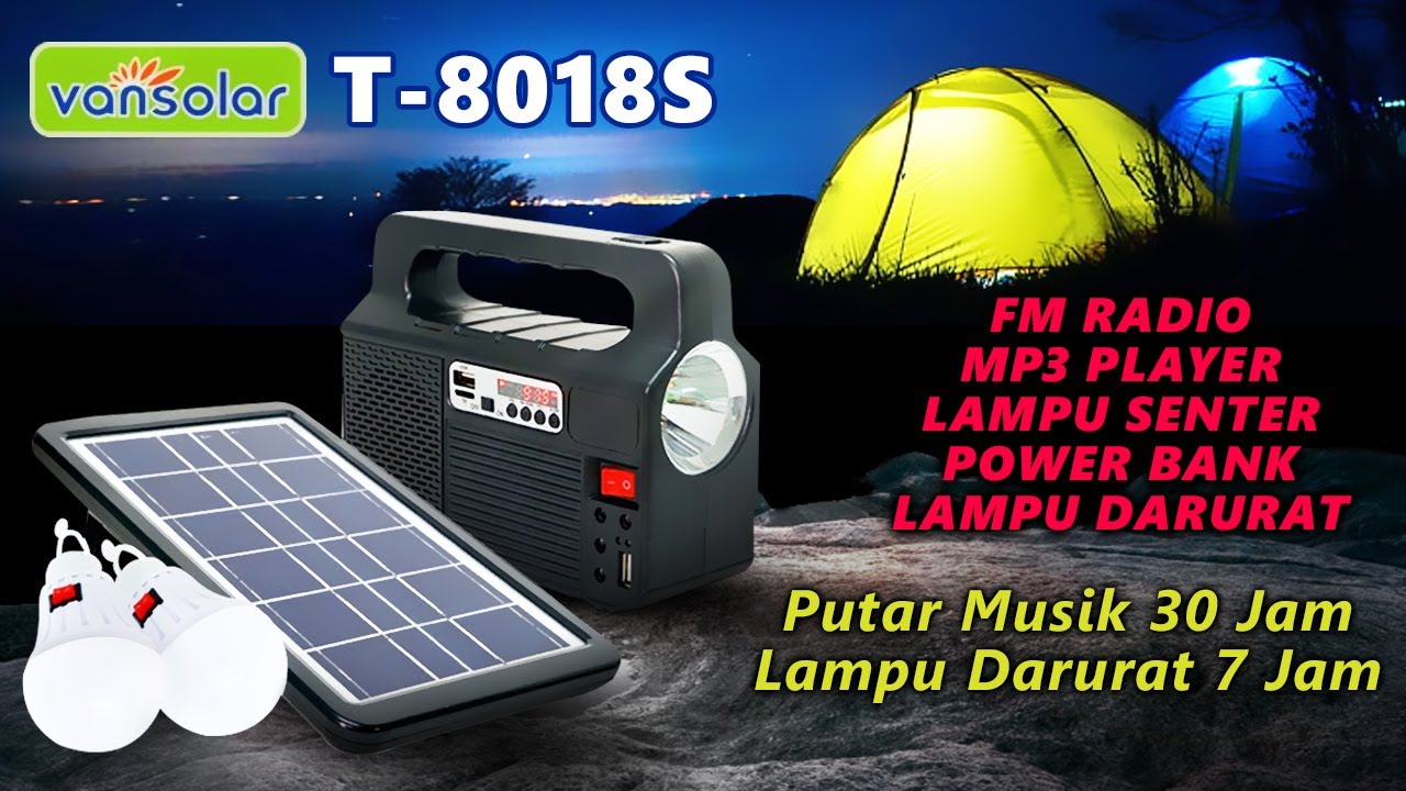 CARA PAKAI ADVANCE VANSOLAR T8018S, SENTER, LAMPU DARURAT, POWER BANK ...