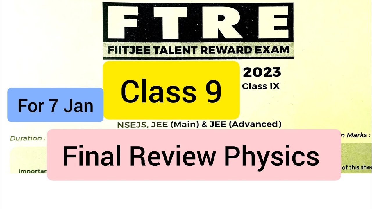 FIITJEE FTRE 2023 Final Review Physics for 7 January - YouTube