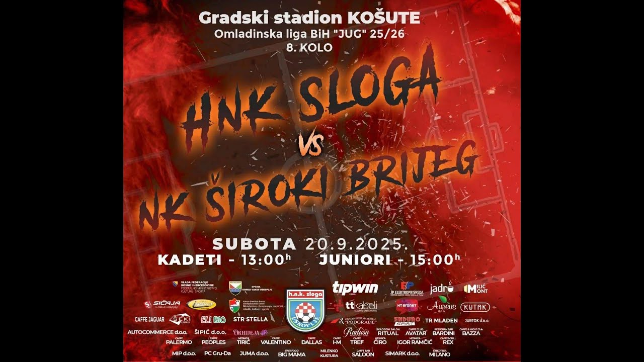 HNK Sloga - NK Široki Brijeg | juniori sezona 2025/2026. - YouTube