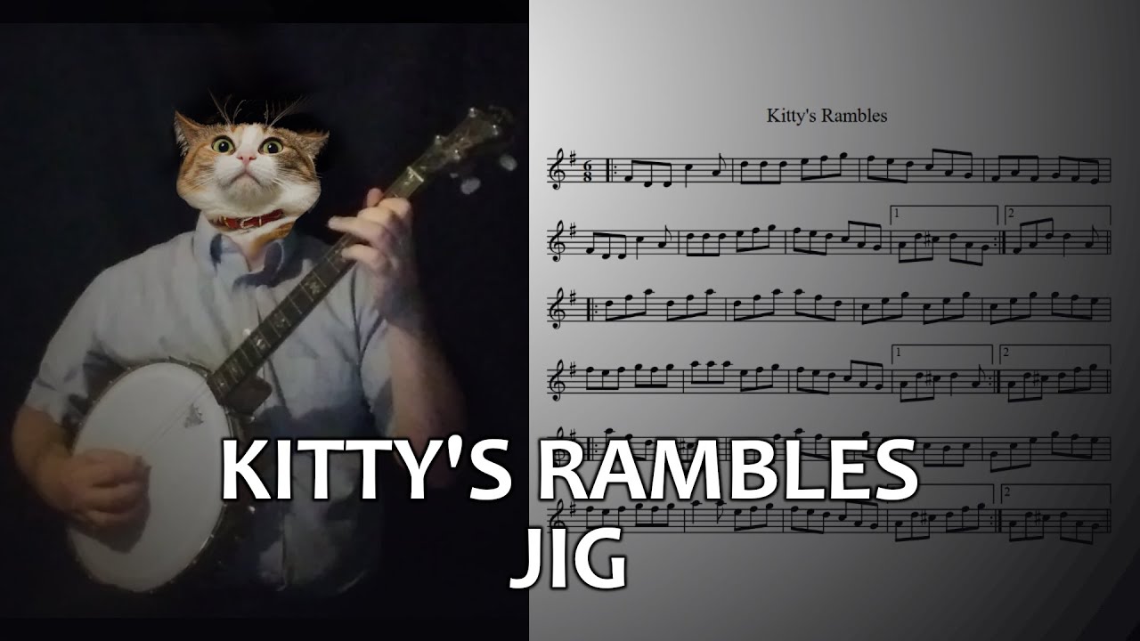 Kitty's Rambles (Jig) on Irish tenor banjo, faster then slower, with ...