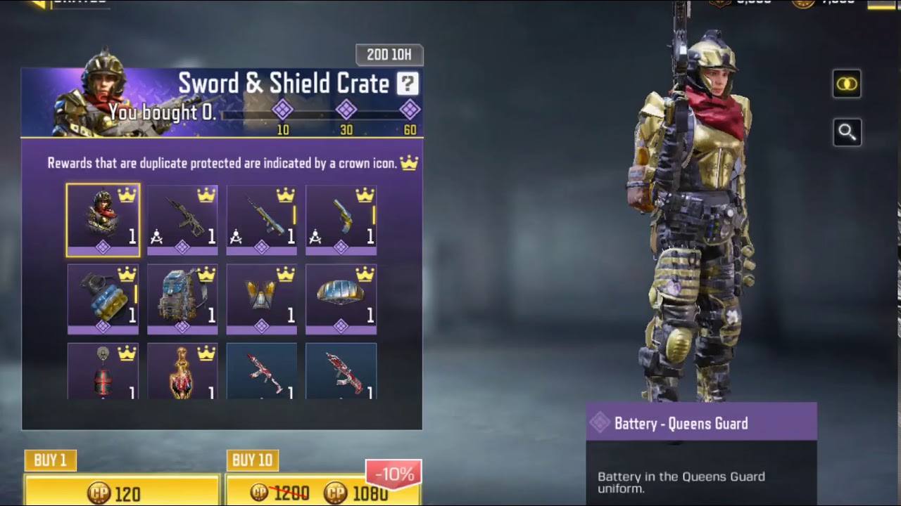 Cod Mobile - Sword and Shield Crate, The Queens Guard & Battery Skin ...