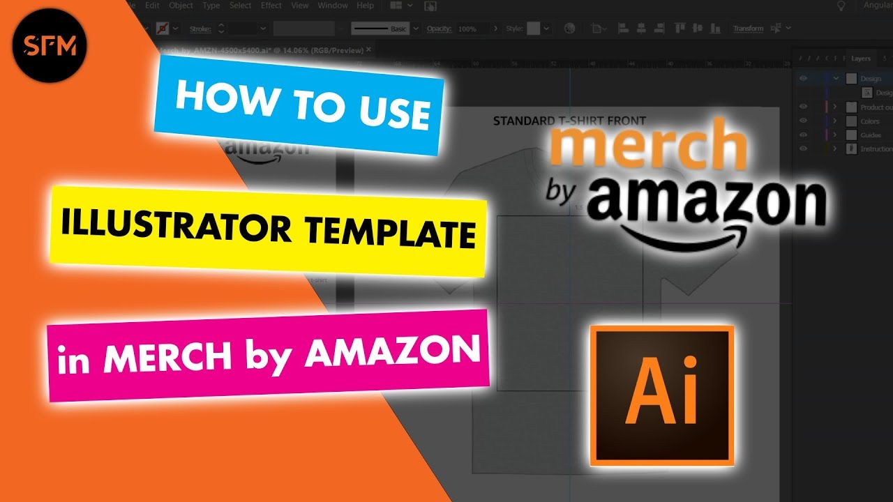 Merch By Amazon Tutorial-How To Use Illustrator Template - YouTube