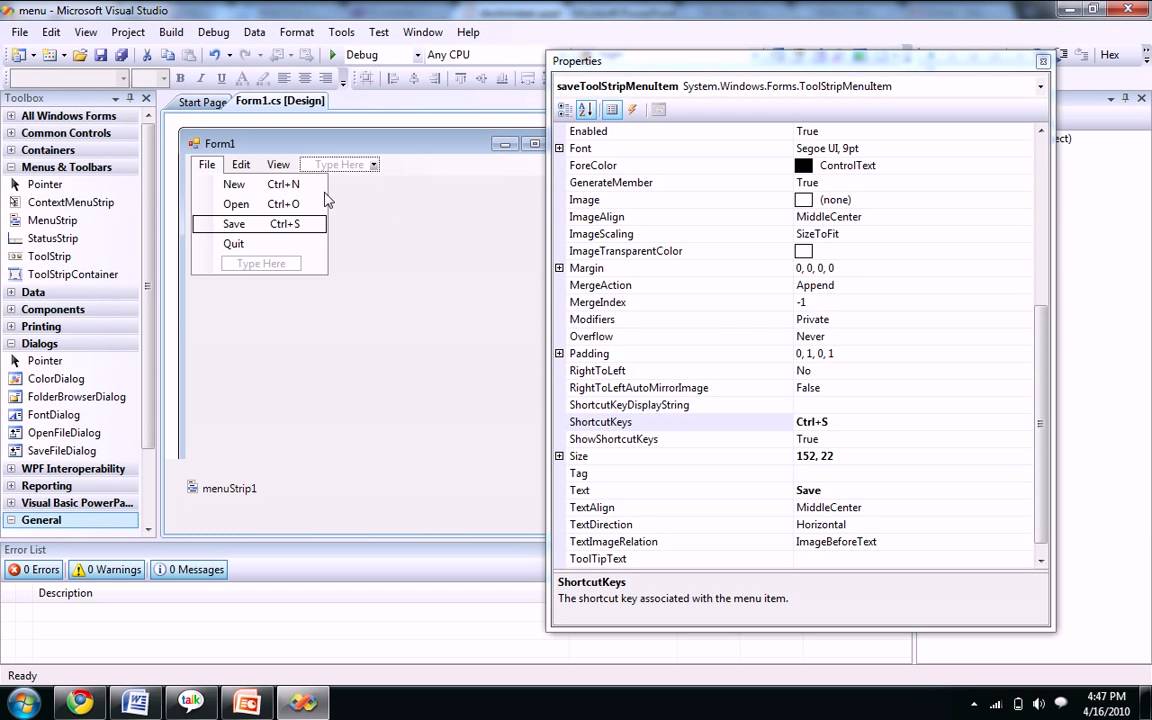 menu bar part1 in C#.net (www.mendublog.blogspot.com) - YouTube