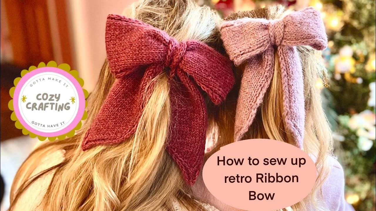 How to sew up a hand knit Retro Ribbon Bow - YouTube