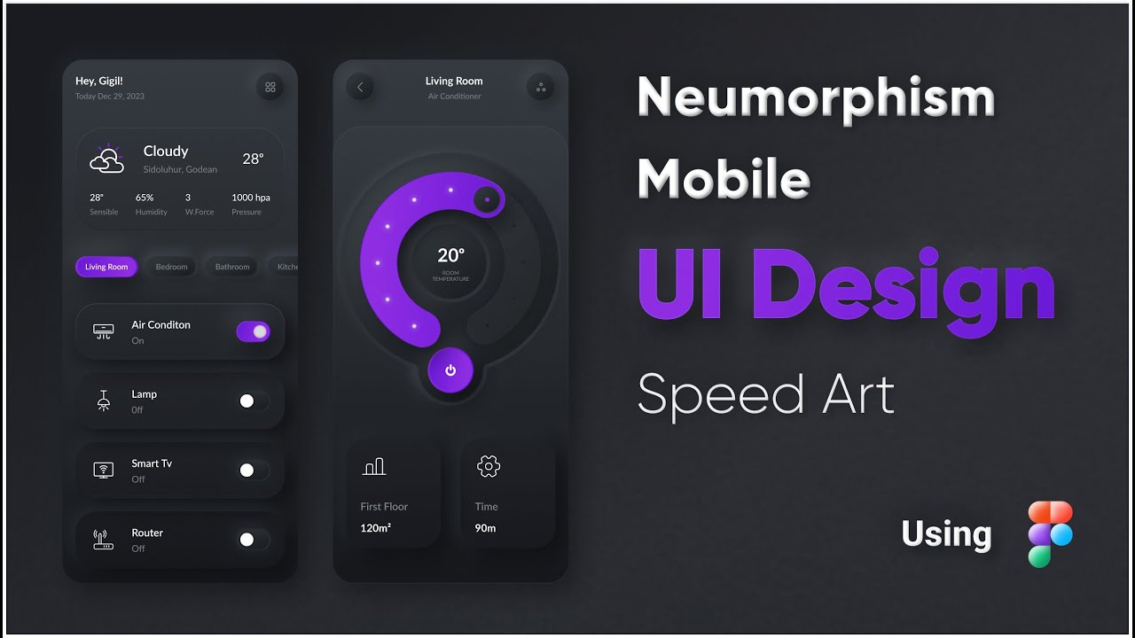 Dark Neumorphism Dashboard Speed art in Figma | Link in description - YouTube