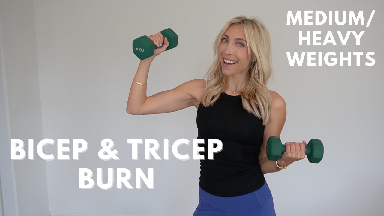 BICEP & TRICEP WORKOUT- Heavy/Medium Size Weights - YouTube