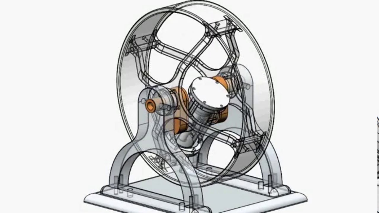 Revolving Steam Engine 3D animation video - YouTube