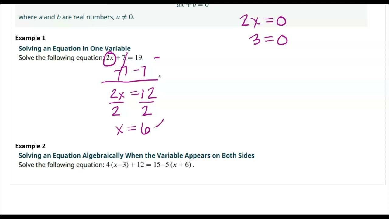 MATH 1314 - Solve linear equation in one variable - YouTube