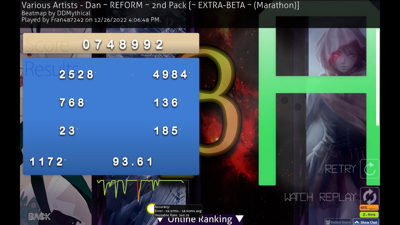 Osu!mania | ★6.41 | Beta Dan Attempt (A rank) 93.61% - YouTube