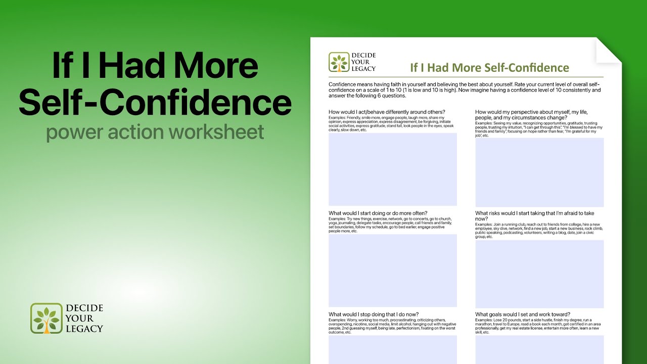 If I had More Confidence Worksheet - YouTube